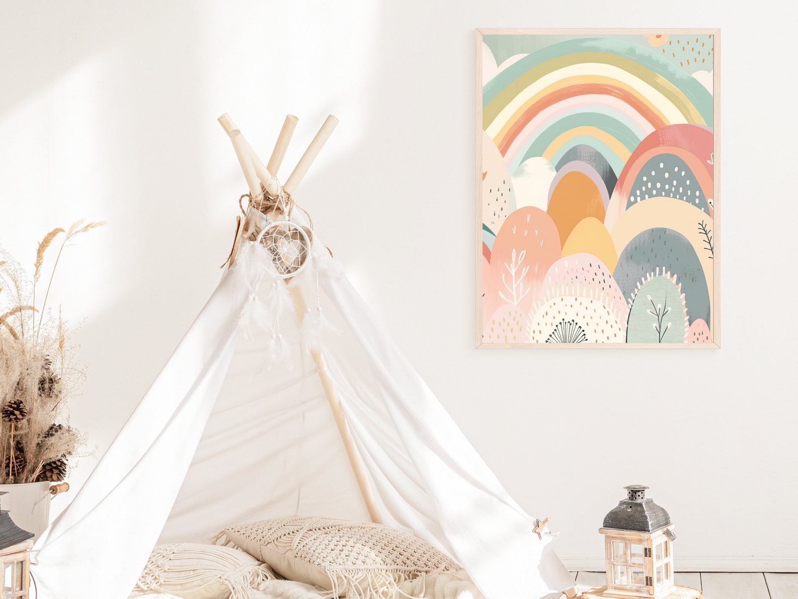 Pastel Rainbow Nursery Art, Colourful Kids Room Print, Boho Nursery ...