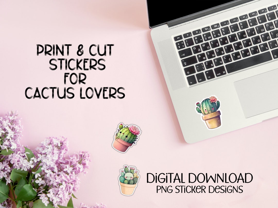 Printable Cactus Sticker Bundle, Stickers for Laptops, Water Bottles ...