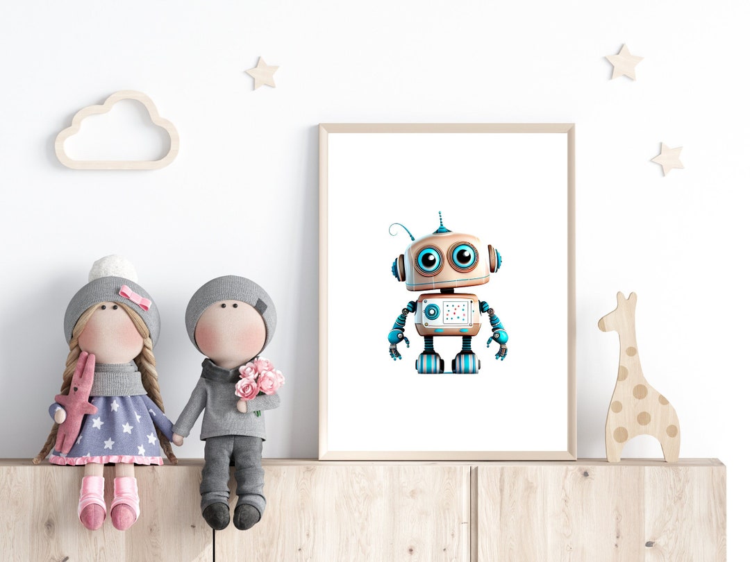 Robot Printable Wall Art, Robot Art Print, Boys Room Decor, Robot ...