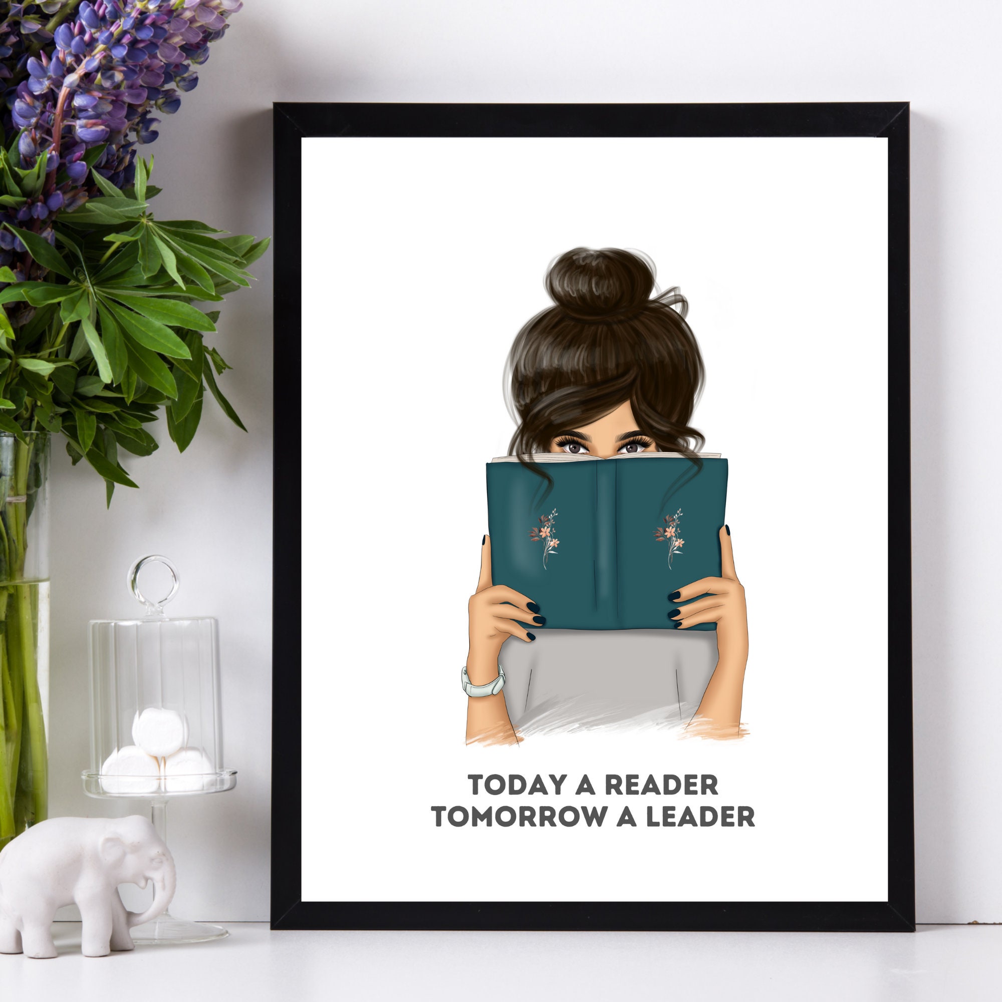 Girl's Bedroom Wall Art, Reading Art Print, Book Lover Gift, Book Lover ...