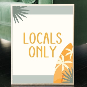 Locals Only Printable Art, Surf Wall Art, Kids Beach Room, Coastal ...