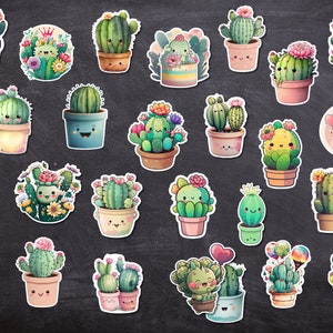 Printable Cactus Sticker Bundle, Stickers for Laptops, Water Bottles ...
