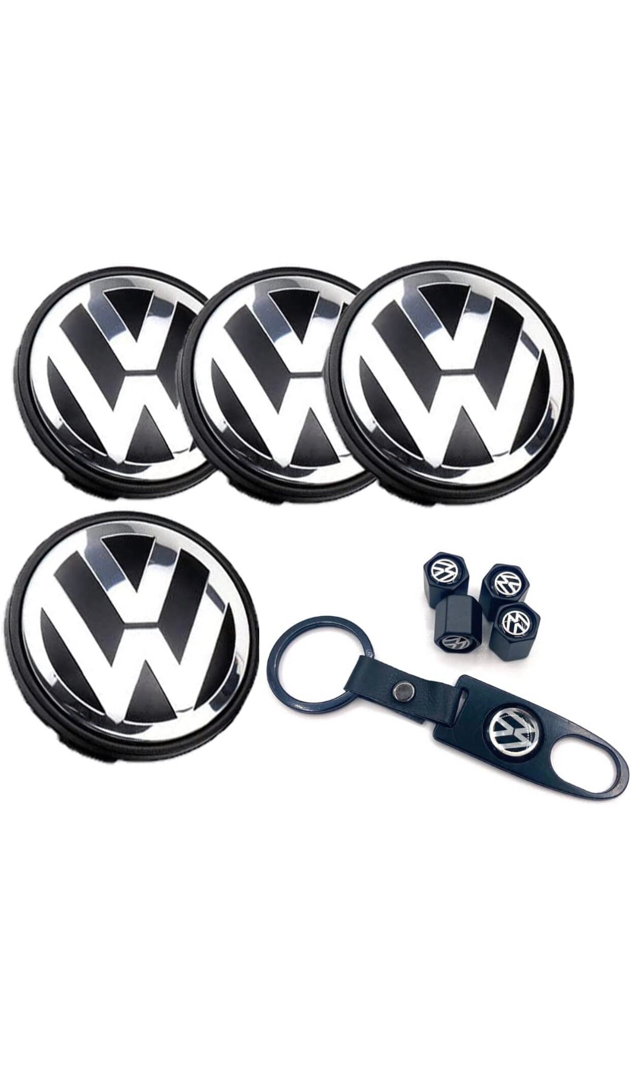 Dynamic Floating Center Caps "New Logo" (66mm) VW Golf GTI R More ...