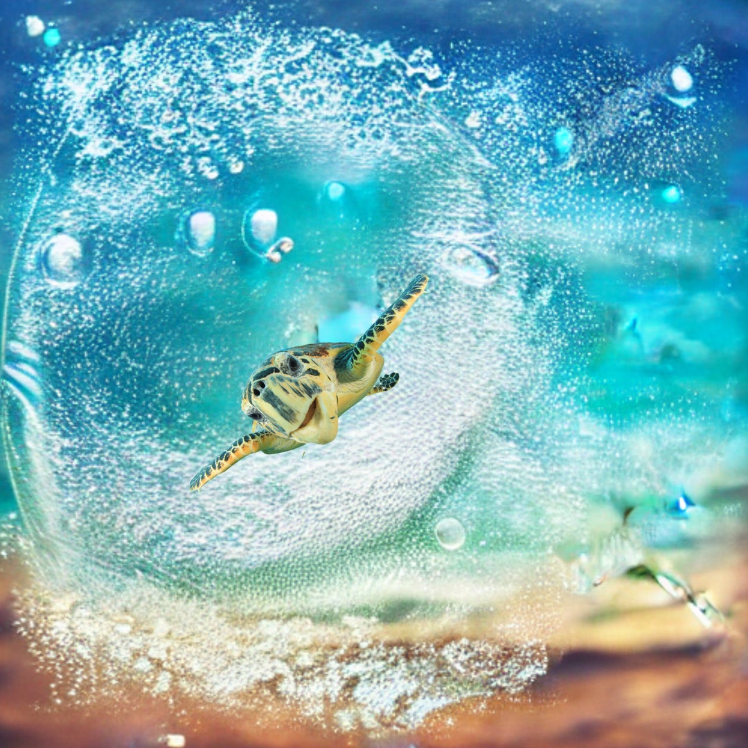 Sea Turtle Swimming Through a Splash Sublimation, PNG Digital File ...