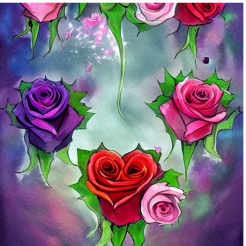 Pink, Purple, Red Roses Valentine's Day. Sublimation PNG File - Etsy