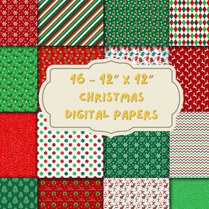 Christmas Digital Papers,christmas Scrapbook Papers,santa Paper ...