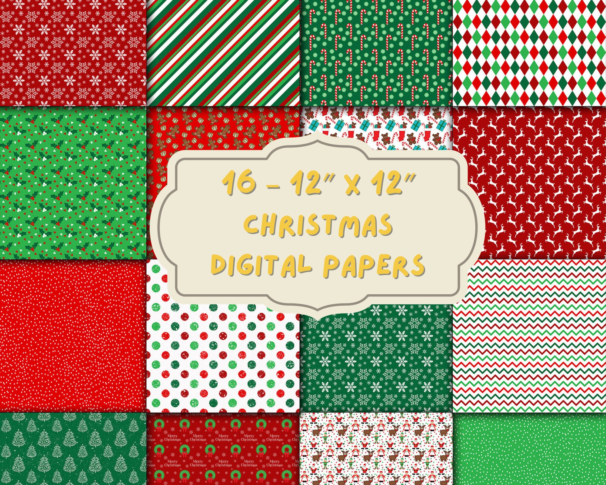 Christmas Digital Papers,christmas Scrapbook Papers,santa Paper ...