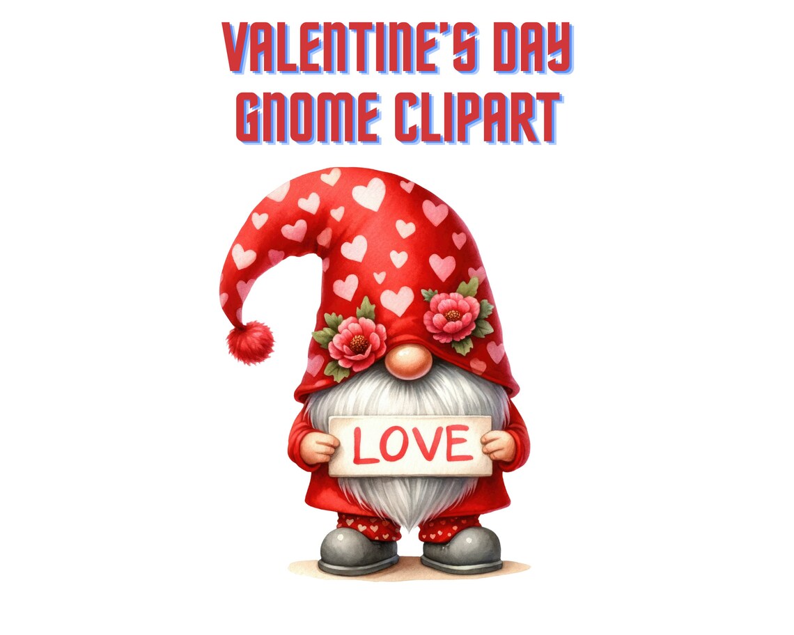 Valentines Gnome Clipart Bundle, Valentines Clipart, Valentines Png ...