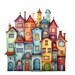 Quirky Houses Clipart 18 High Quality Pngs Digital Download Card Making ...