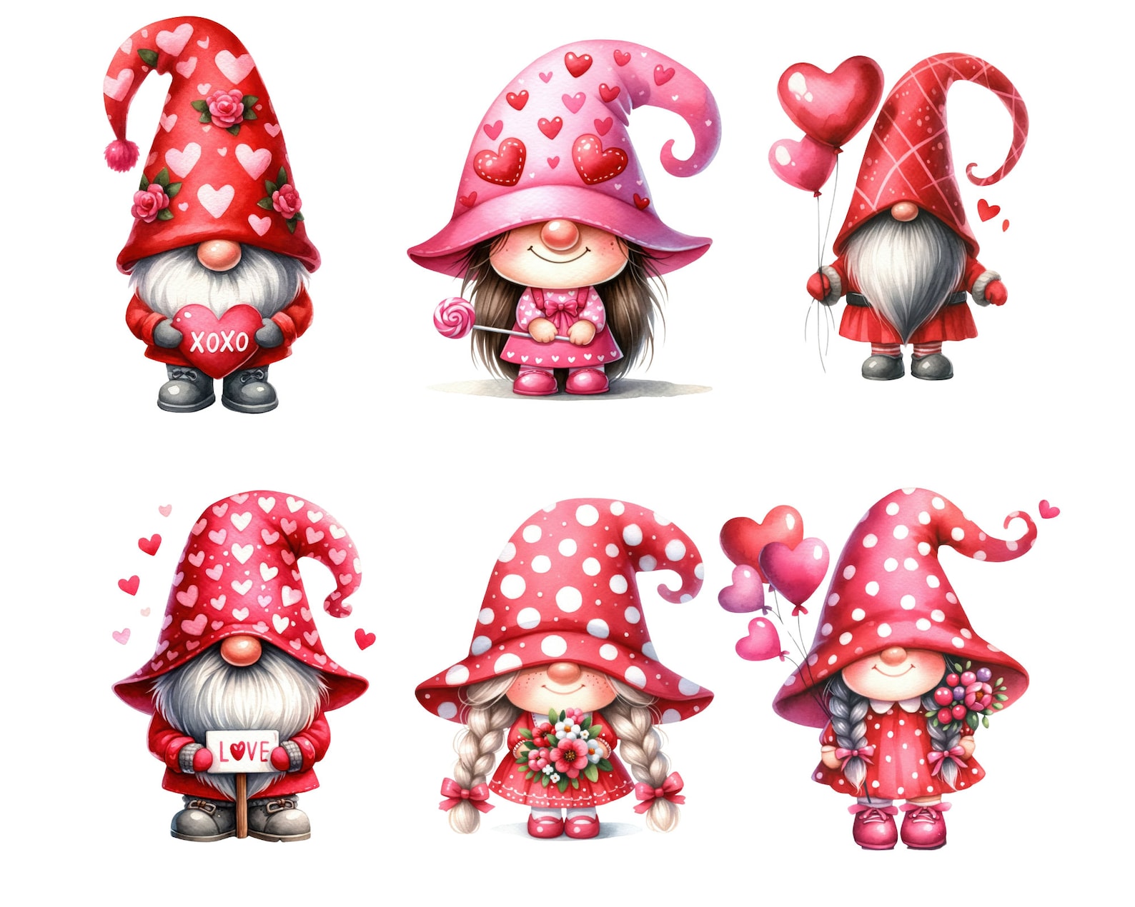 Valentines Gnome Clipart Bundle, Valentines Clipart, Valentines Png ...