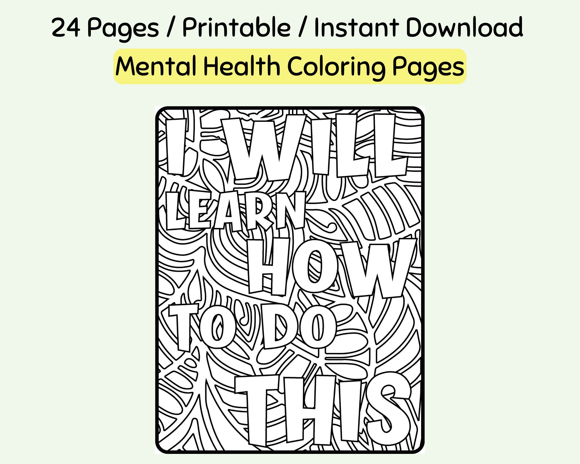 Anxiety Relief and Self Care Coloring Pages Digital Download 24 Therapy ...