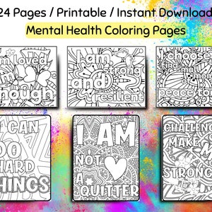 Anxiety Relief and Self Care Coloring Pages Digital Download 24 Therapy ...