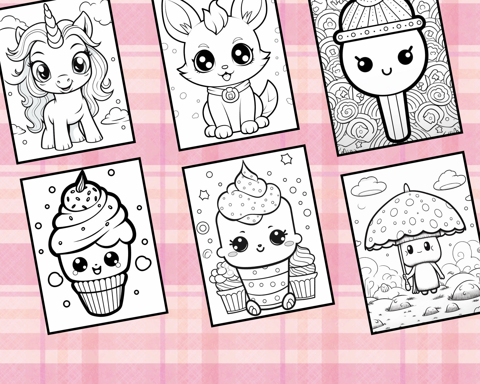 Kawaii & Cute Coloring Pages 120 Pages PDF Digital Download JPG, PNG ...