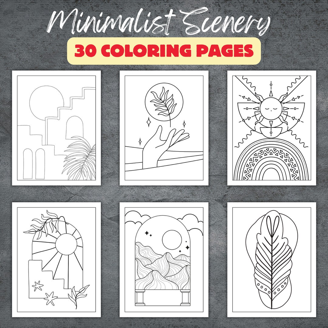 Minimalist Scenery Coloring Pages for Adults Printable Coloring Book ...