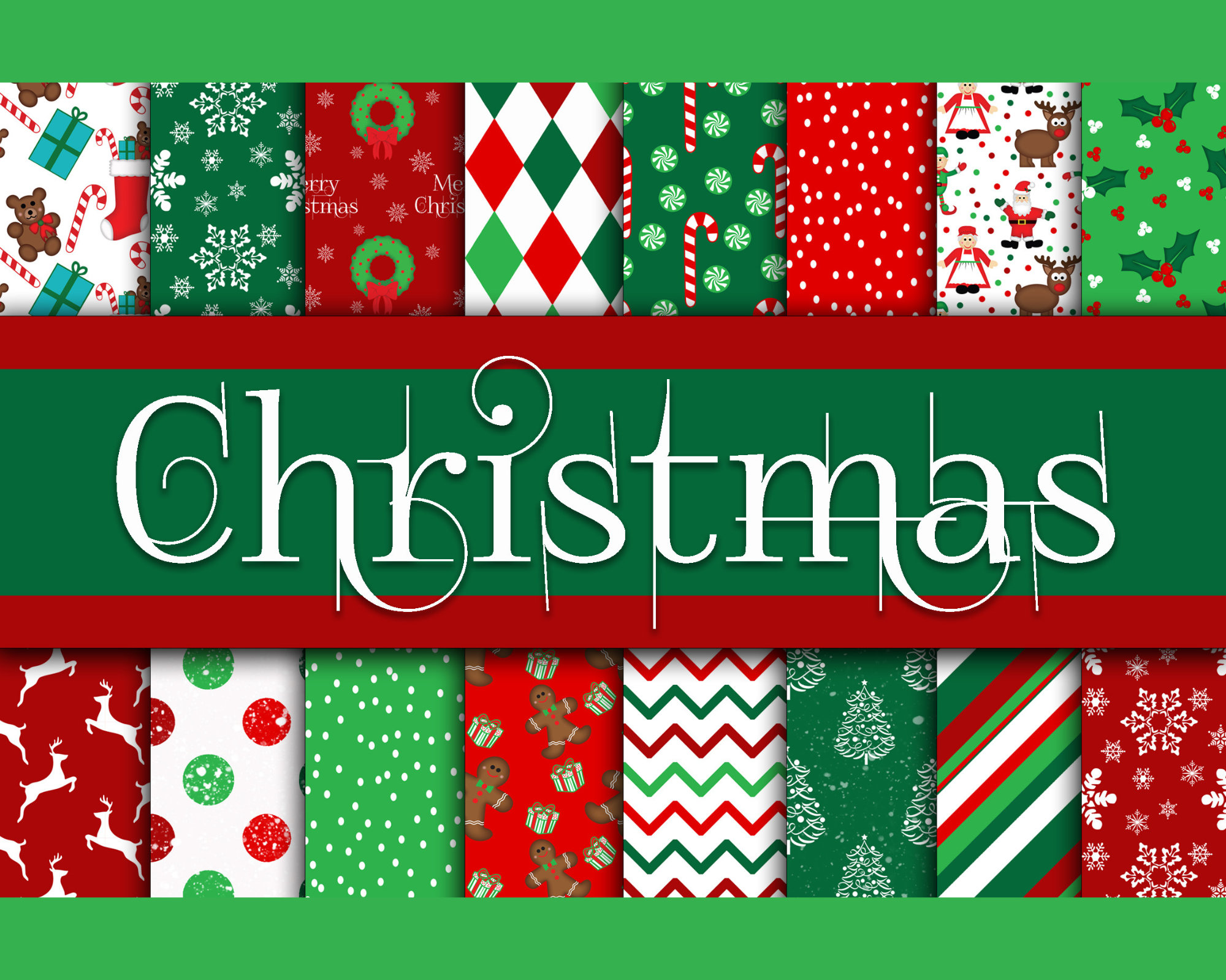 Christmas Digital Papers,christmas Scrapbook Papers,santa Paper ...