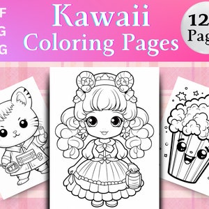 Kawaii & Cute Coloring Pages 120 Pages PDF Digital Download JPG, PNG ...