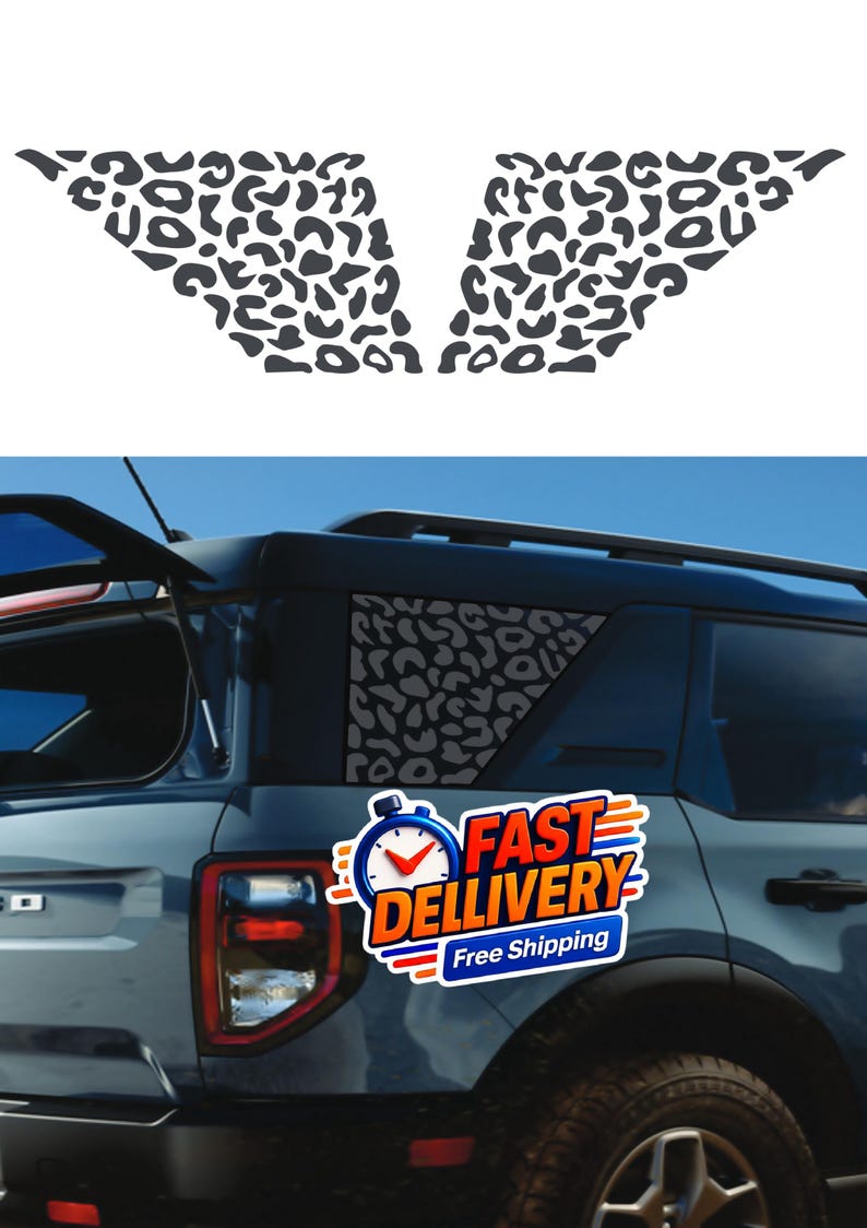 Leopard Cheetah Print Rear Window Decals | Ford Bronco Sport 2021-2024 ...