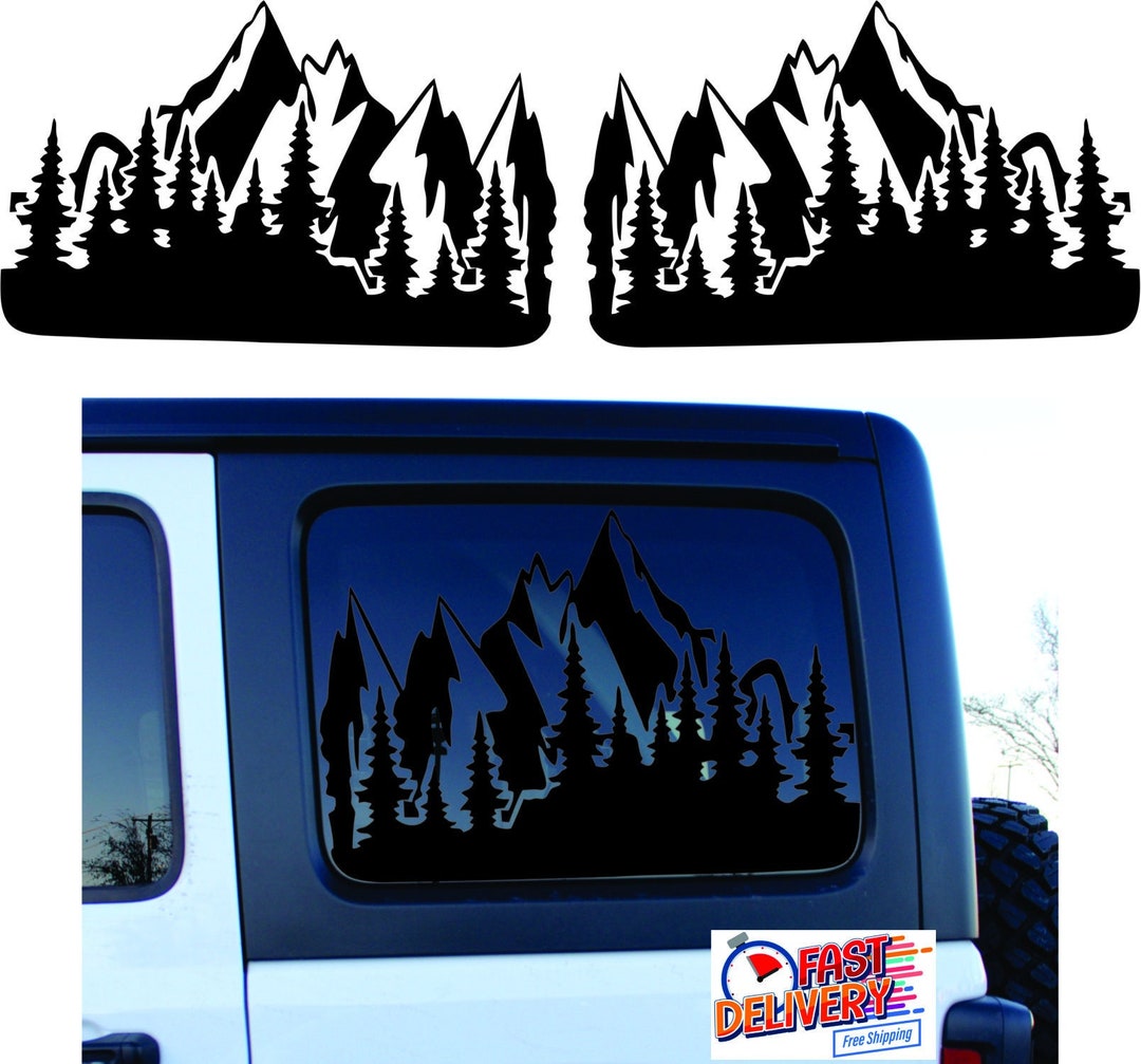 Jeep Wrangler JL Mountain Forest 4 Door Rear Window Decals (2018-2023 ...