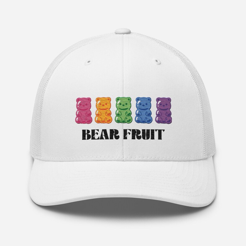 BEAR FRUIT Colorful Gummy Bear White Trucker Hat - Etsy