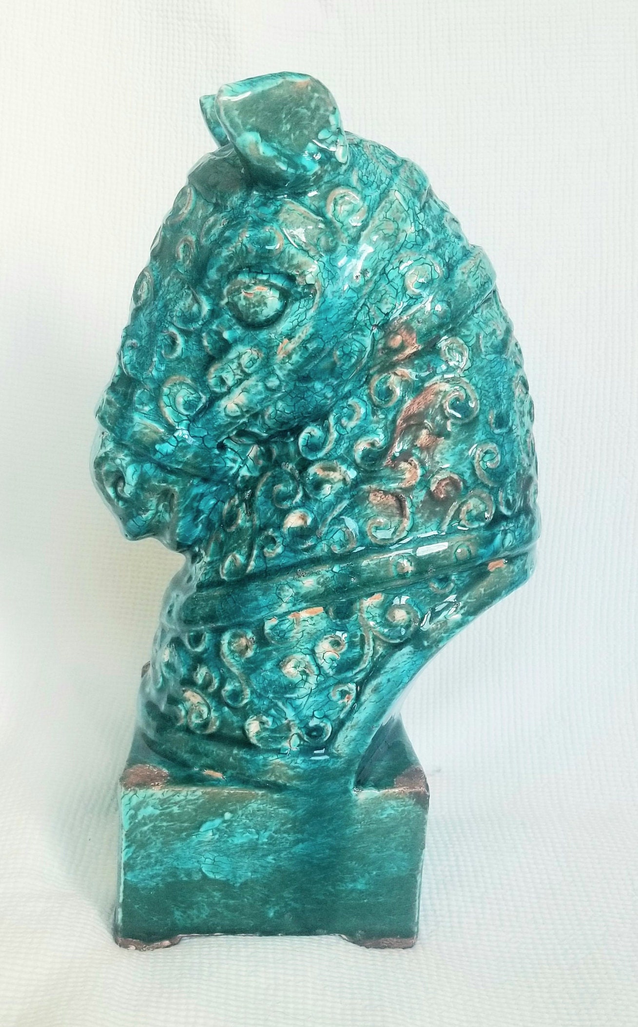 Aqua Blue Terracotta Rustic Horse Bust Home Decor Large 16 Tall ...