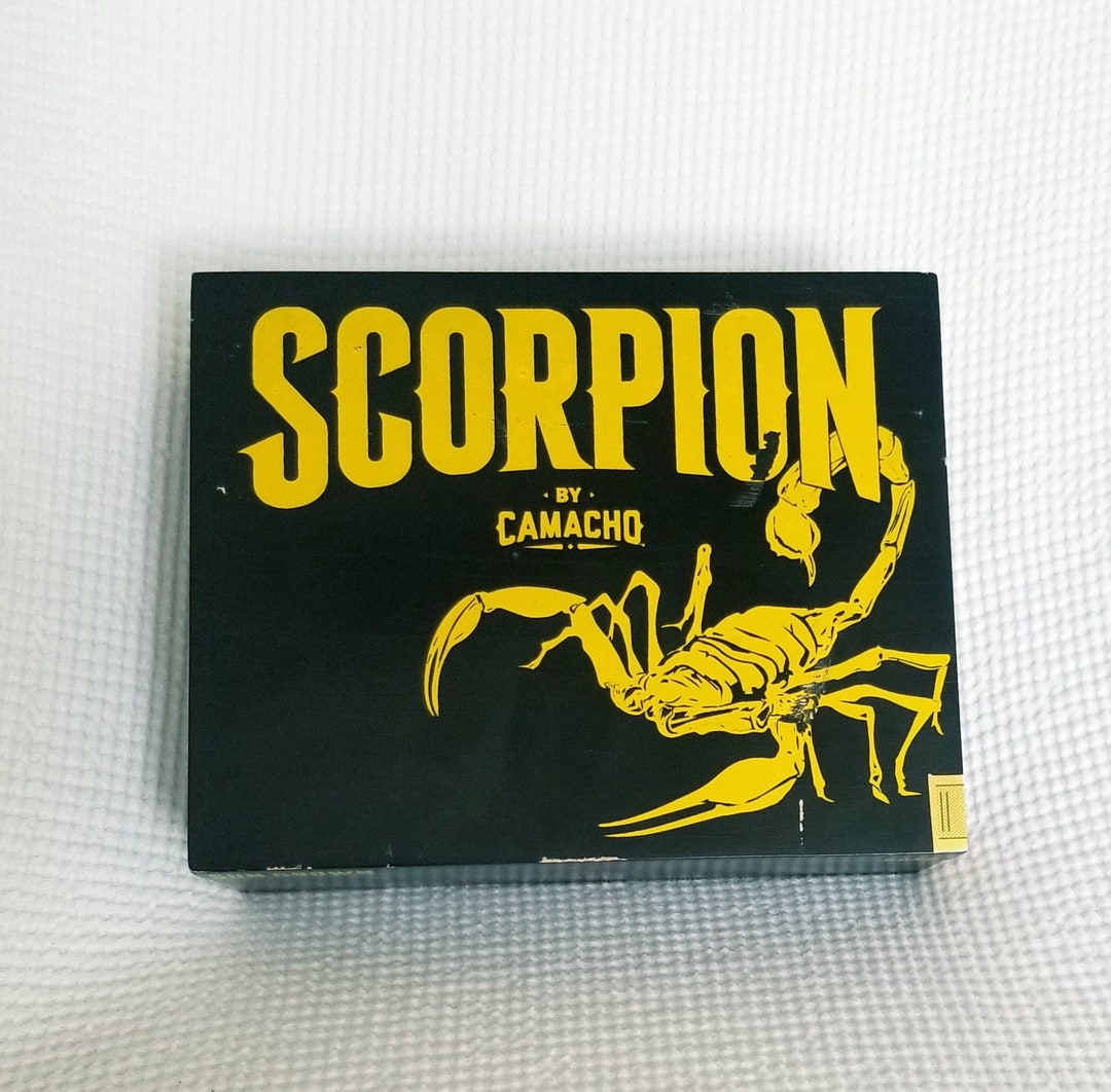 Cigar Box Empty Wood Scorpion by Camacho Yellow Black 7 X 5 1/2 X 2 1/2 ...