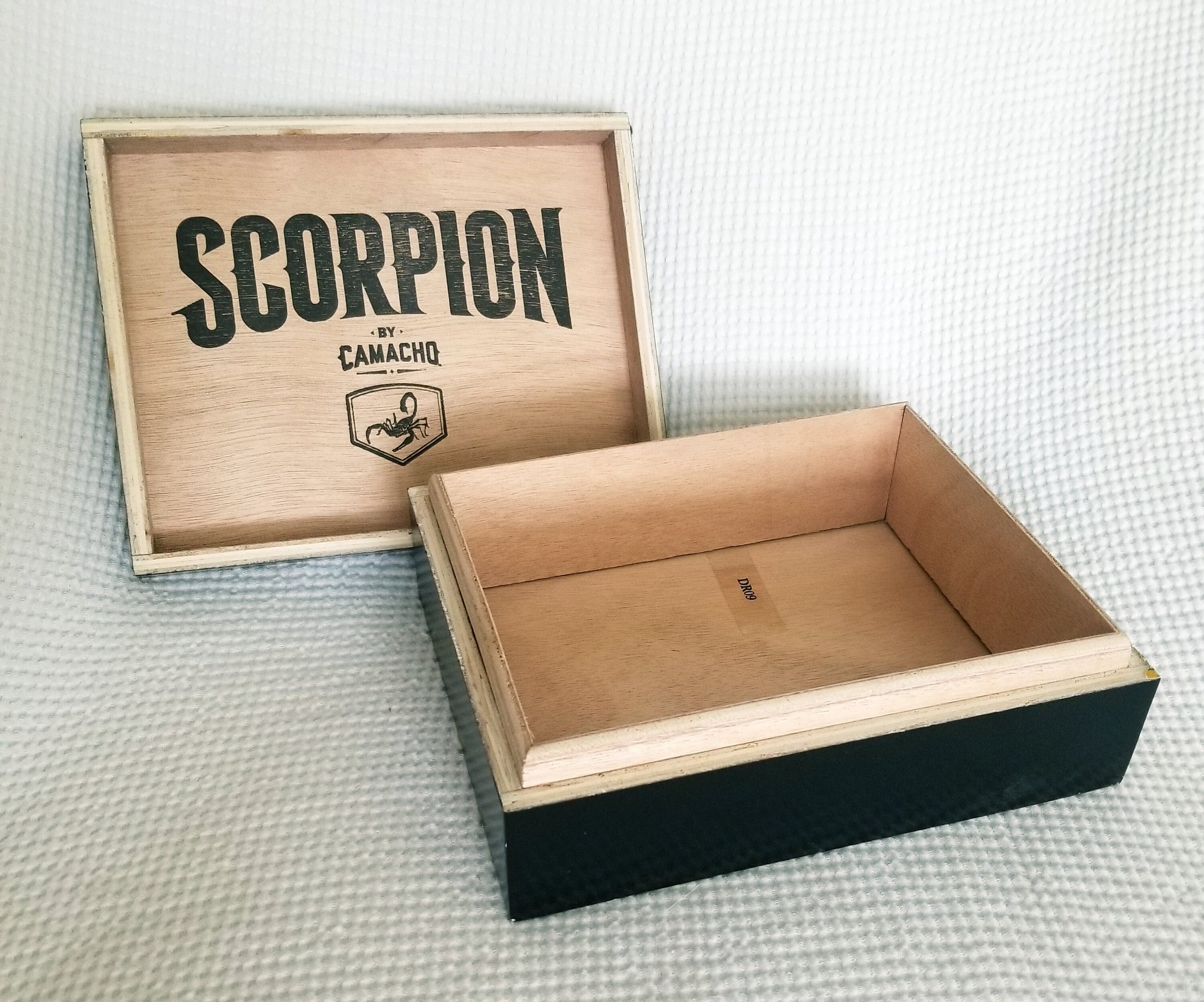 Cigar Box Empty Wood Scorpion by Camacho Yellow Black 7 X 5 1/2 X 2 1/2 ...