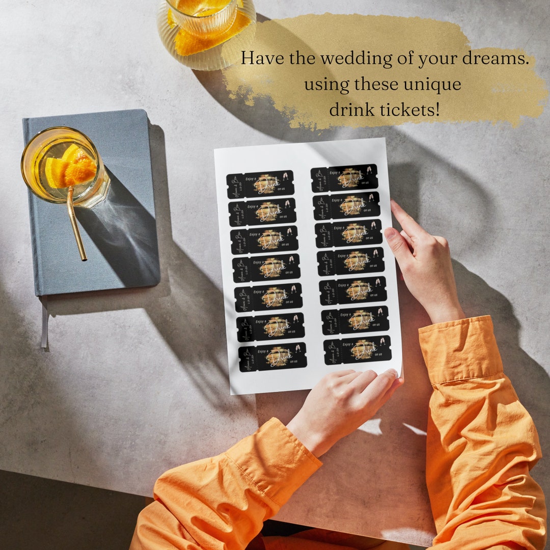 Printable Drink Ticket Template for Wedding Bar or Cocktail - Etsy ...