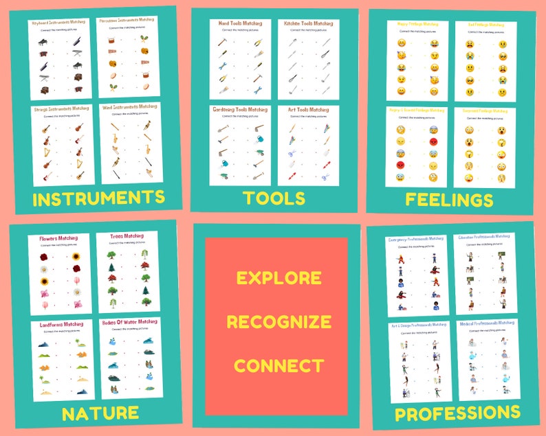 44 Educational Matching Worksheets for Kids - Fun Learning Games for ...