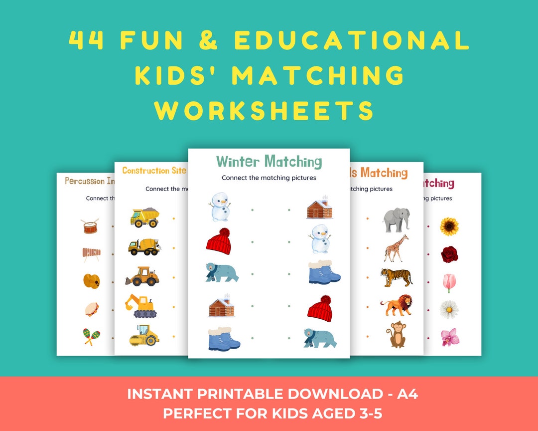 44 Educational Matching Worksheets for Kids - Fun Learning Games for ...