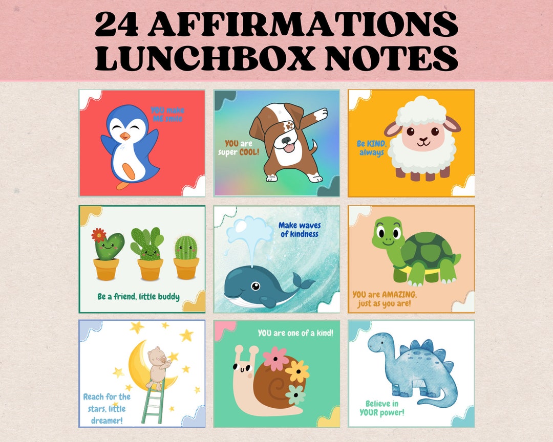 Positive Affirmation Notes for Kids | Set of 24 Children's Motivational ...