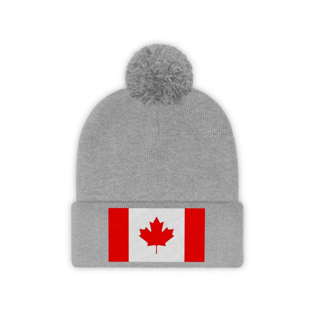 Canadian Flag Costume Embroidered Image Pom Pom Beanie - Etsy