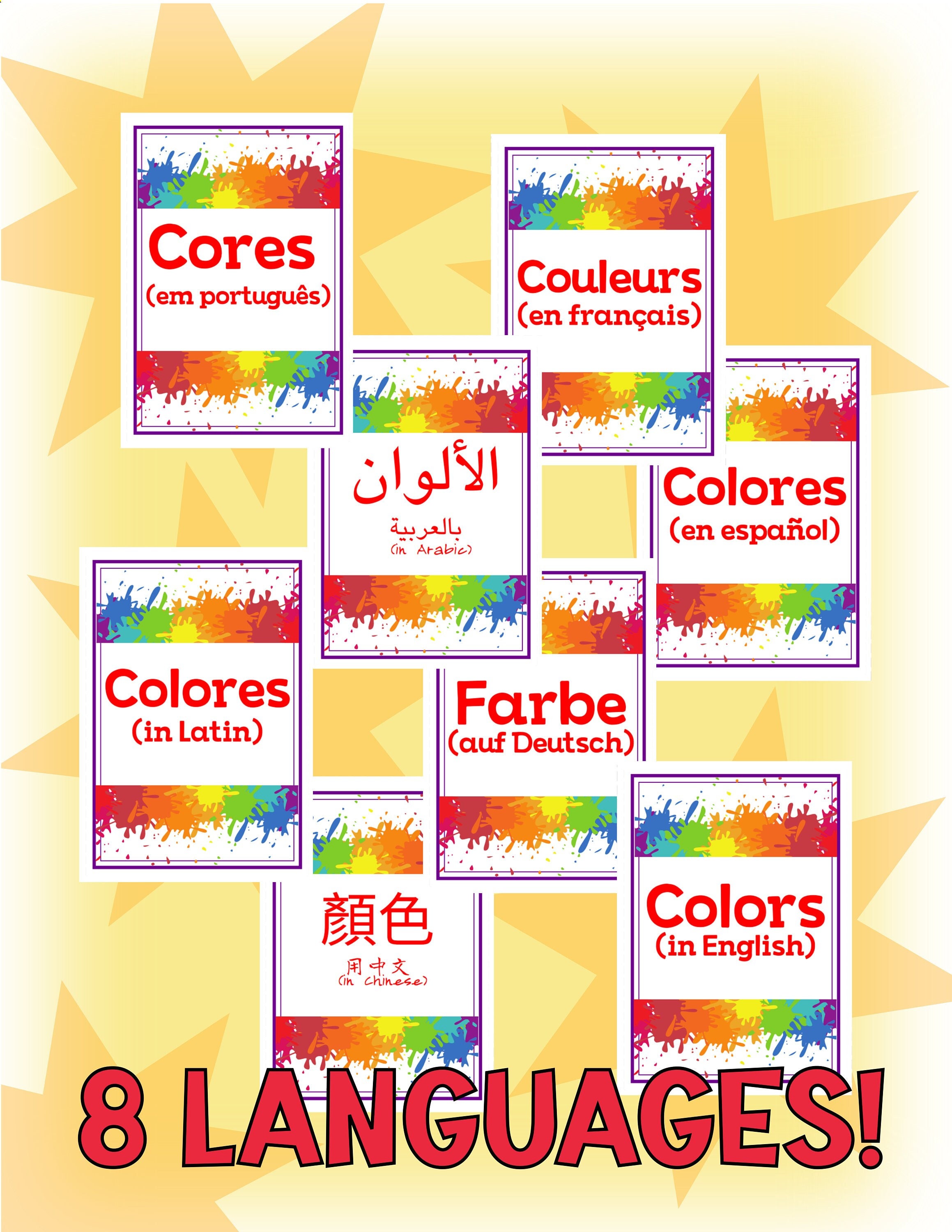 Multilingual Flashcards: 8 Different Languages - Fun and Easy Way to ...
