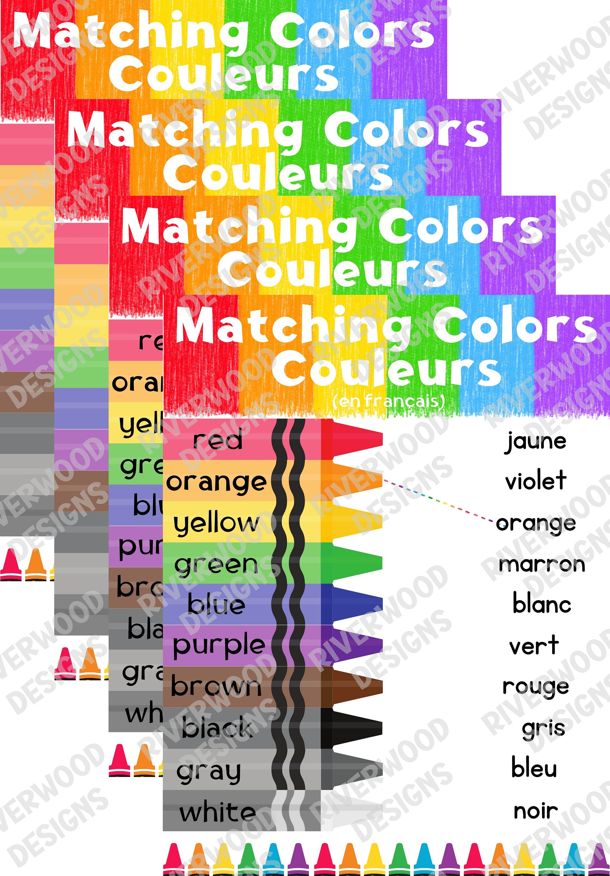 French Color Matching Worksheets: Learn and Review the Colors in French ...