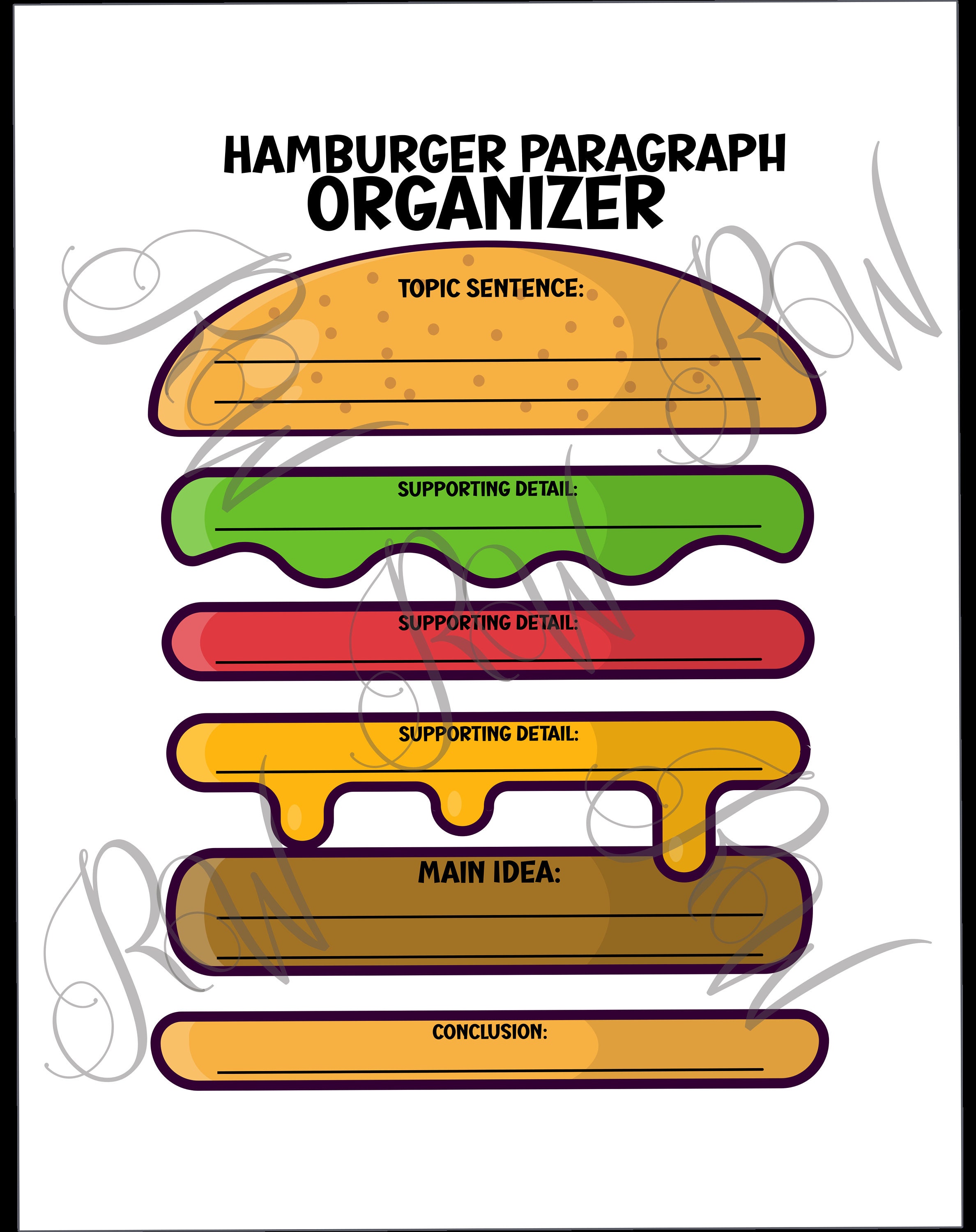 Fun Paragraph Organizer 3 Pc. Worksheet Set for Classroom Homeschool or ...