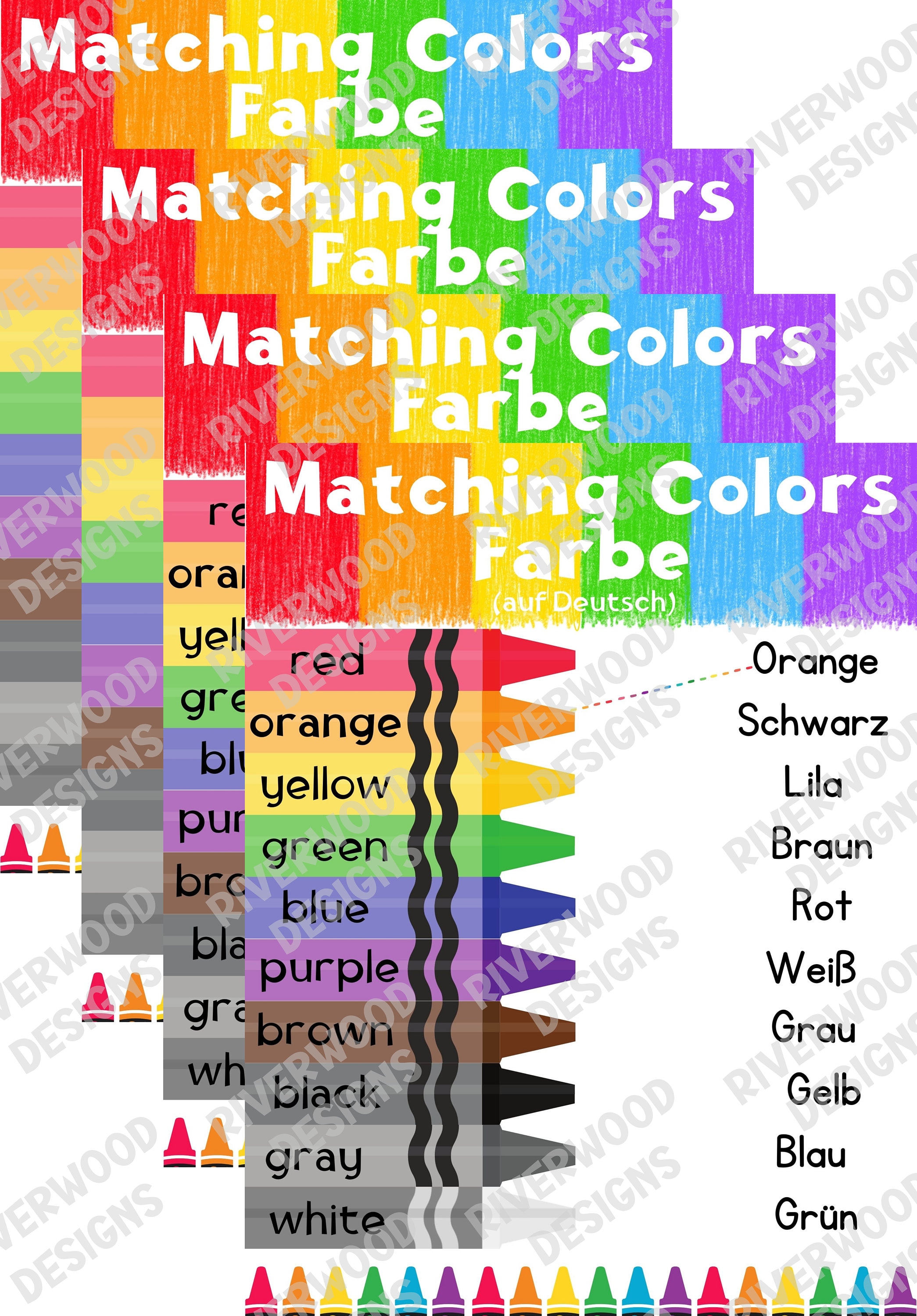 German Color Matching Worksheets: Learn and Review the Colors in German ...