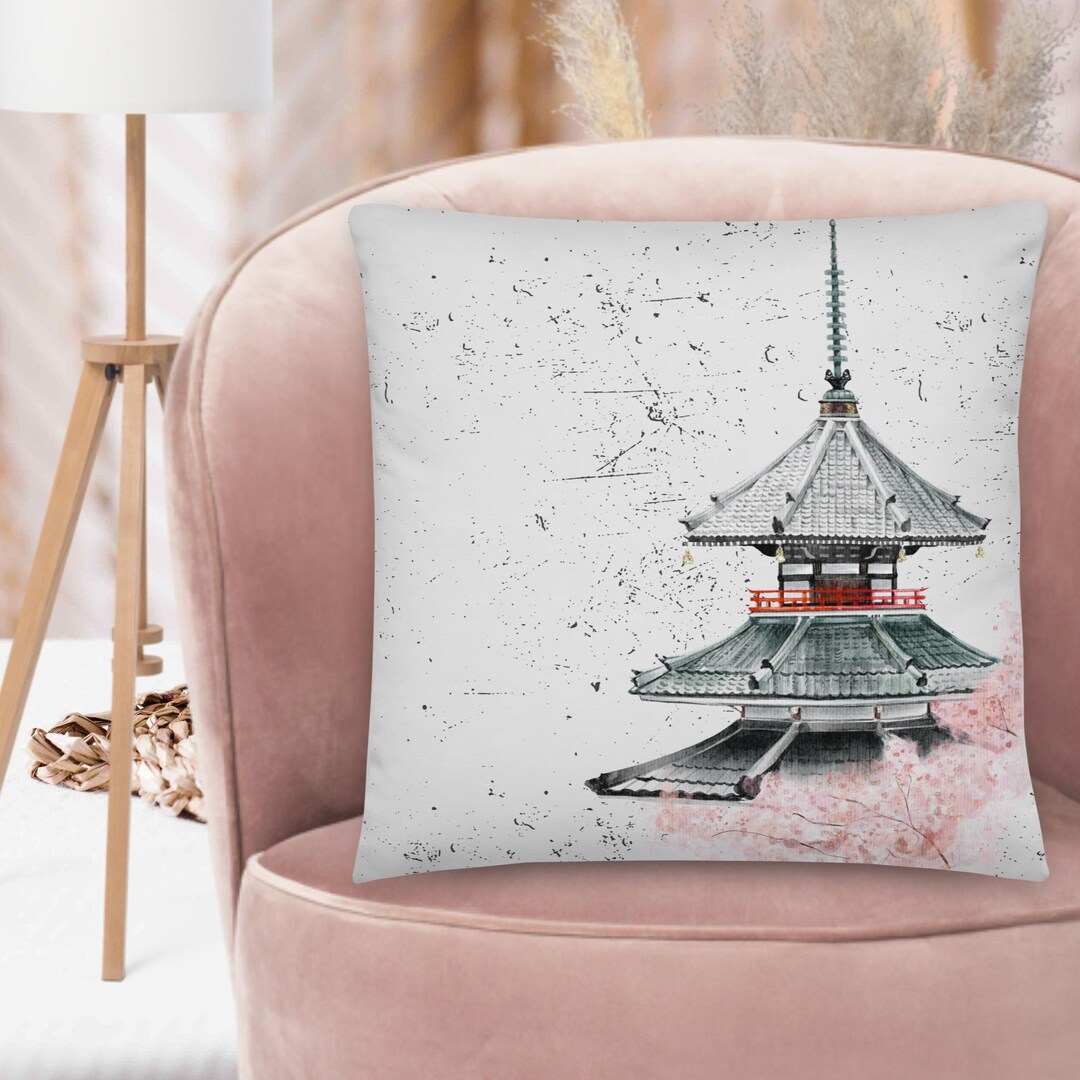 Artistic Japanese Temple Pillow - Etsy