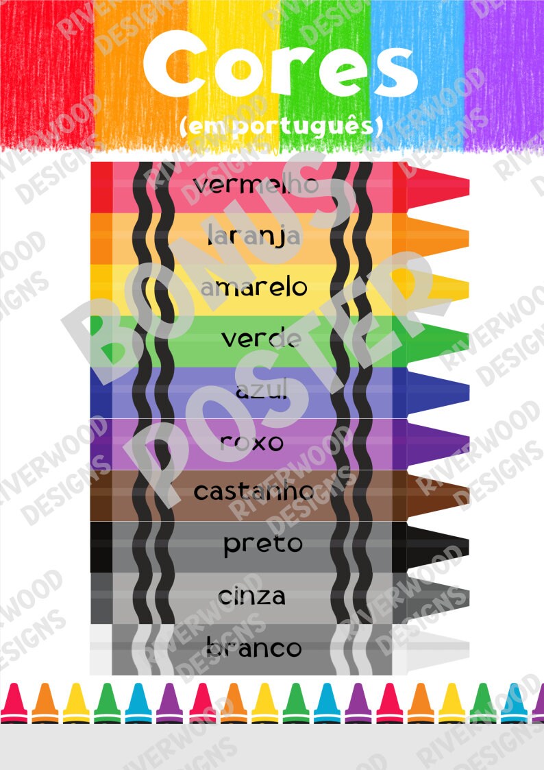 Portuguese Color Matching Worksheets: Learn and Review the Colors in ...