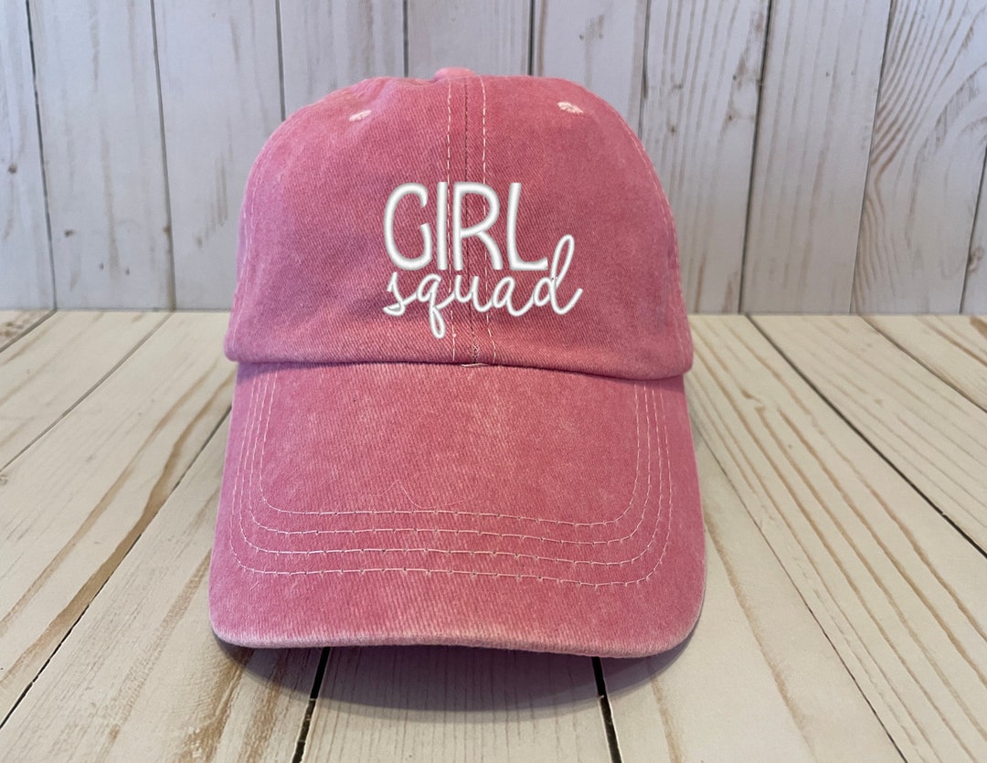 Girl SQUAD Embroidered Distressed Baseball Cap - Etsy