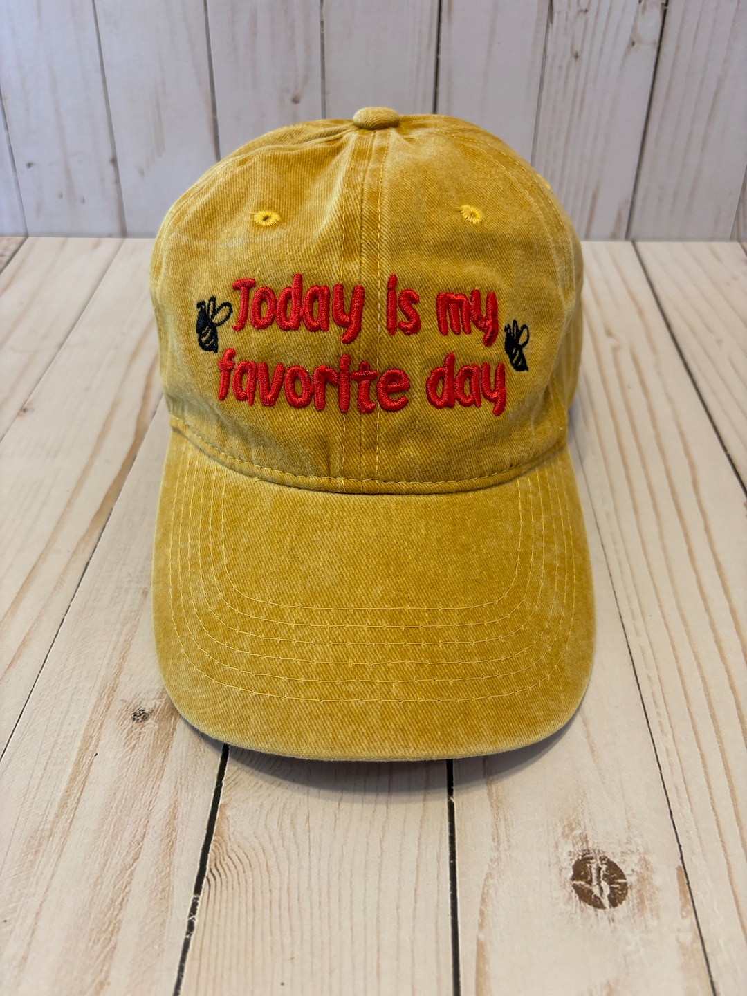 Winnie the Pooh Today is My Favorite Day, Embroidered Yellow Distressed ...