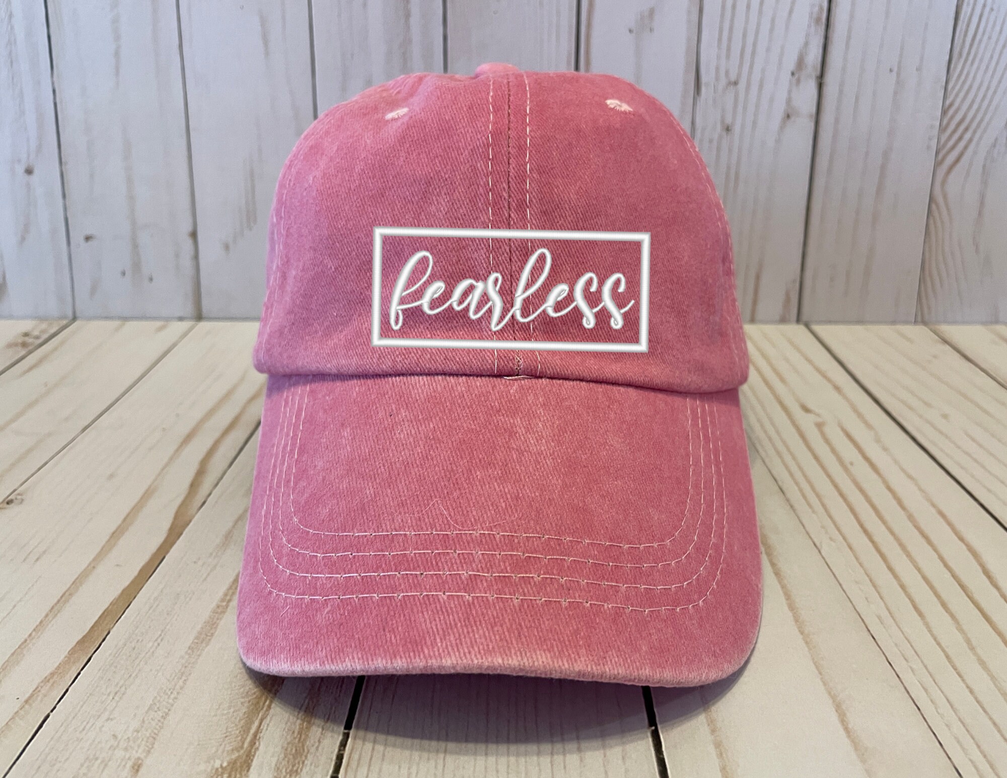 Baseball Hat, Fearless, Motivational Hat, White Embroidered Design on ...