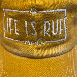 Baseball Hat, Life is Ruff Dog, Paw, Funny Saying, Adjustable ...