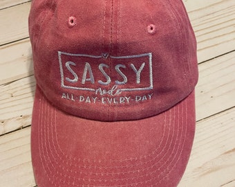 Sassy True Pink Unisex Distressed Cap - Etsy