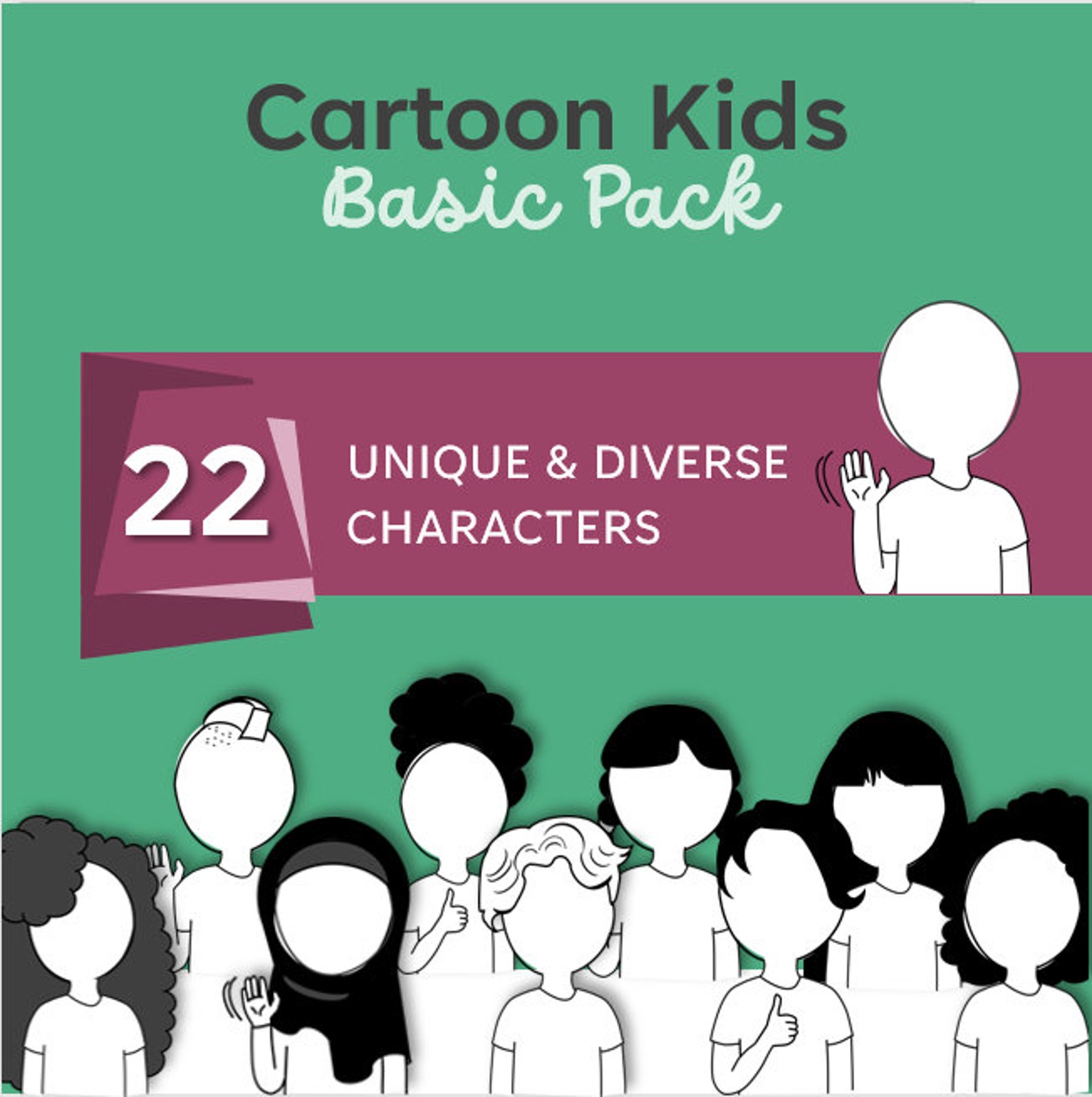 66 Cartoon Kids Clip Art - Basic Pack | PNG Transparent Clipart Images ...