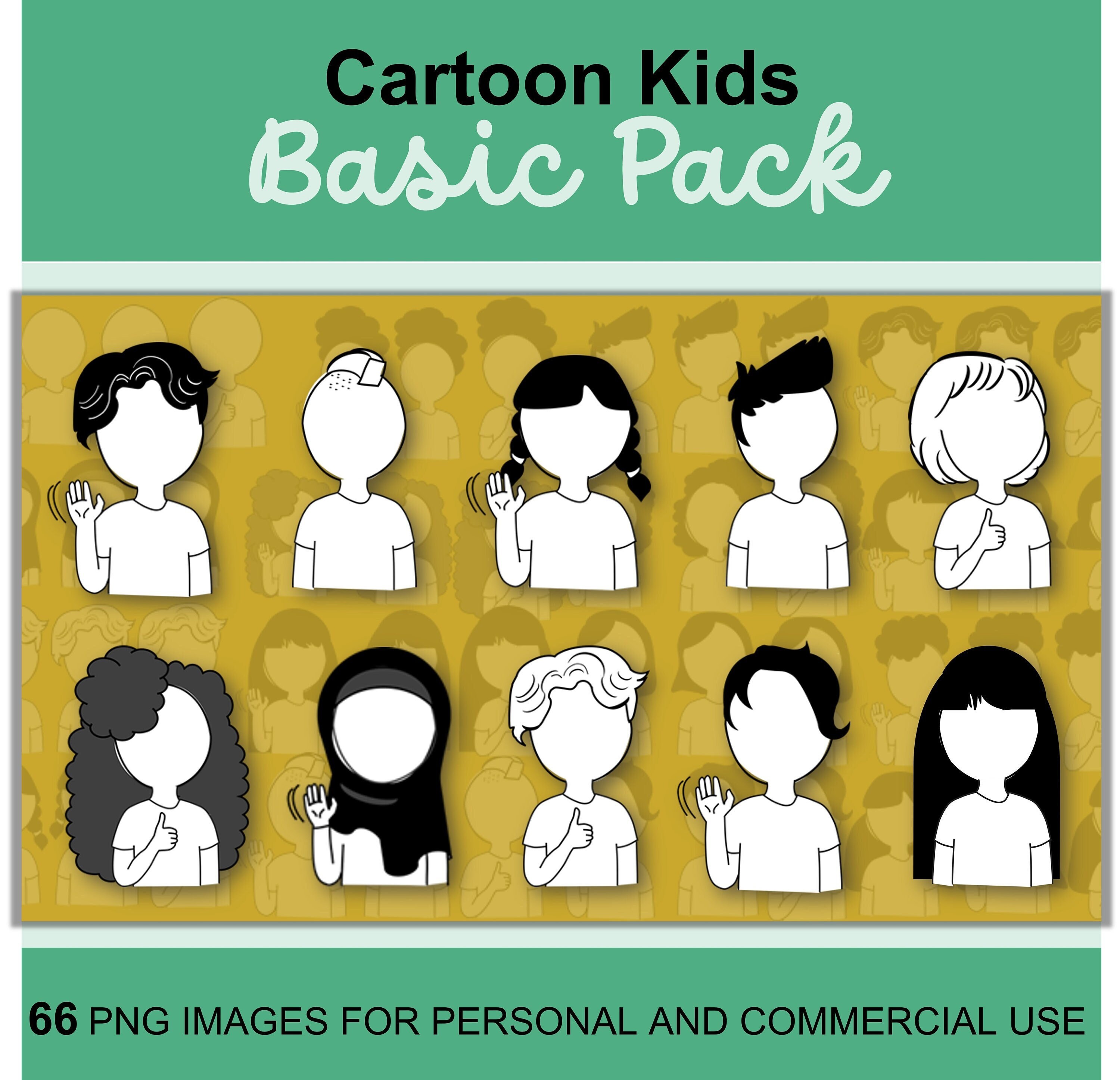 66 Cartoon Kids Clip Art - Basic Pack | PNG Transparent Clipart Images ...