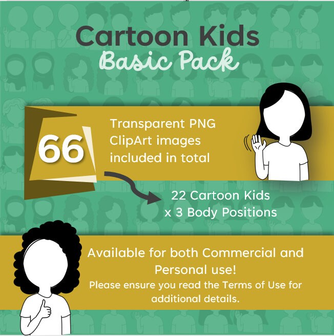 66 Cartoon Kids Clip Art - Basic Pack | PNG Transparent Clipart Images ...