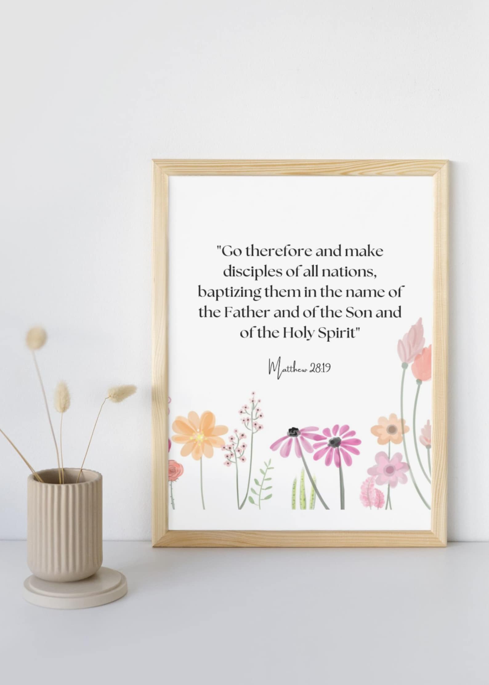 Matthew 28:19 Christian Wall Art Aesthetic, Go Therefore and Make ...