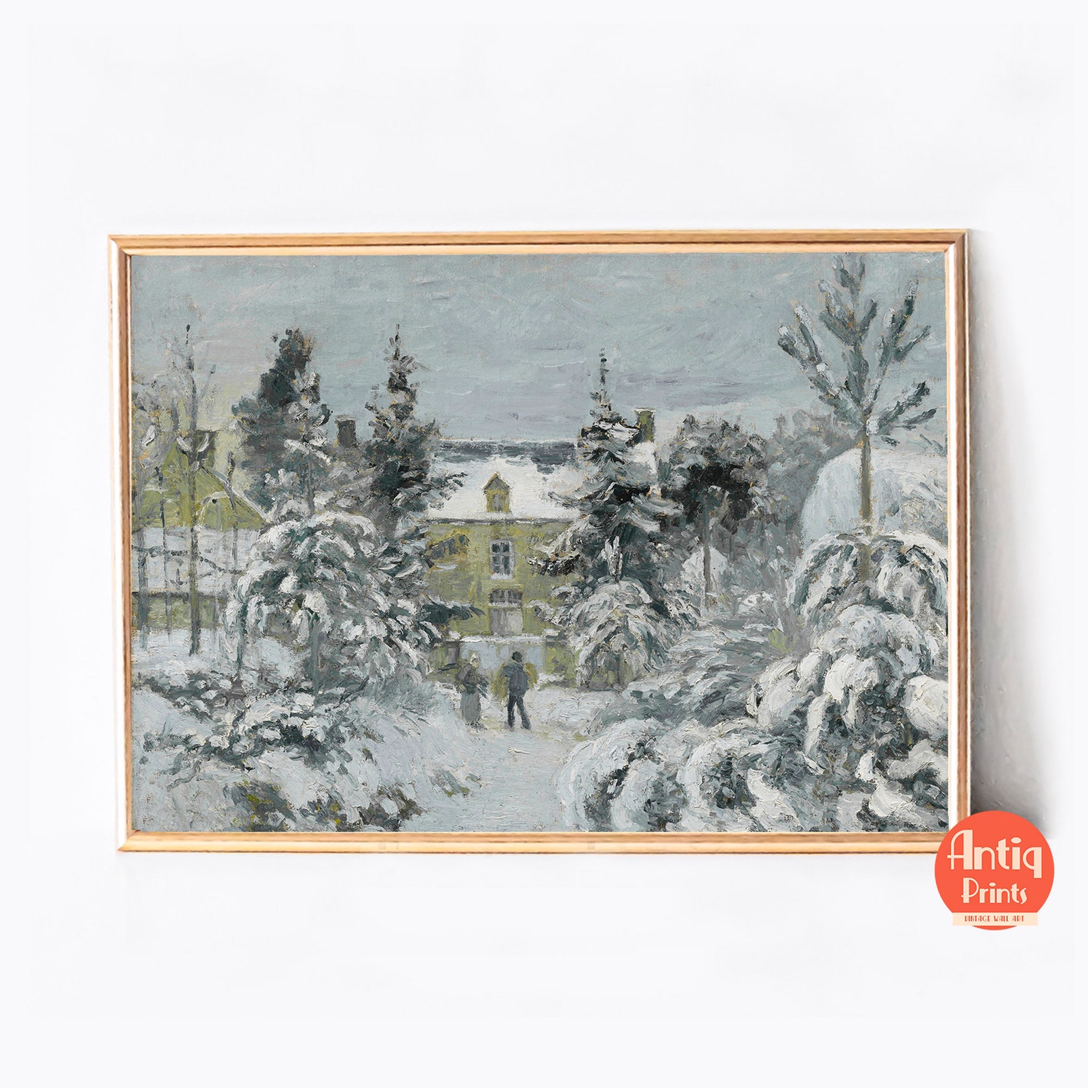 Winter Village Painting Large Holiday Christmas Wall Art PRINTABLE ...