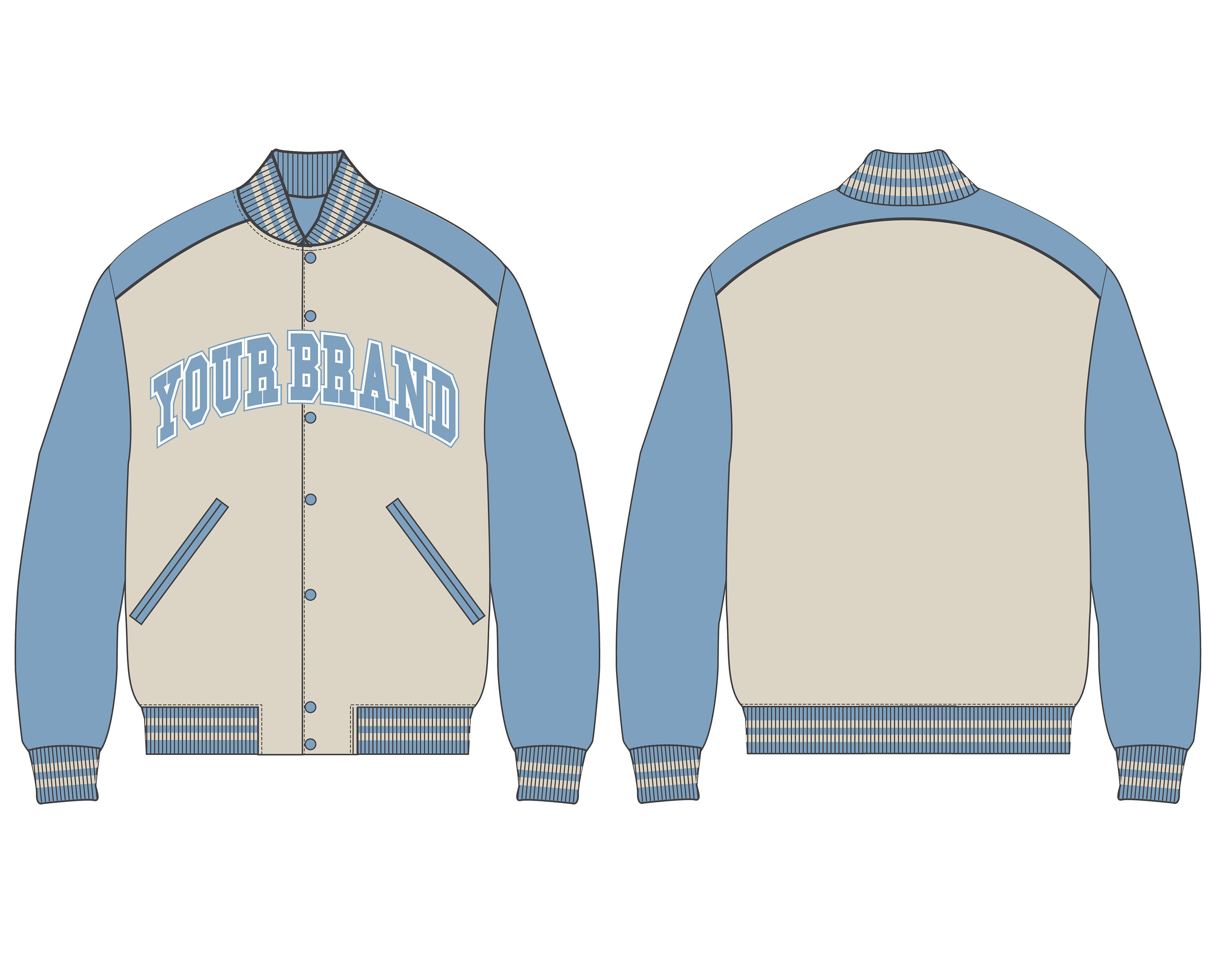 Streetwear Varsity Jacket Tech Pack, Clothing Sketch, Fashion Design ...