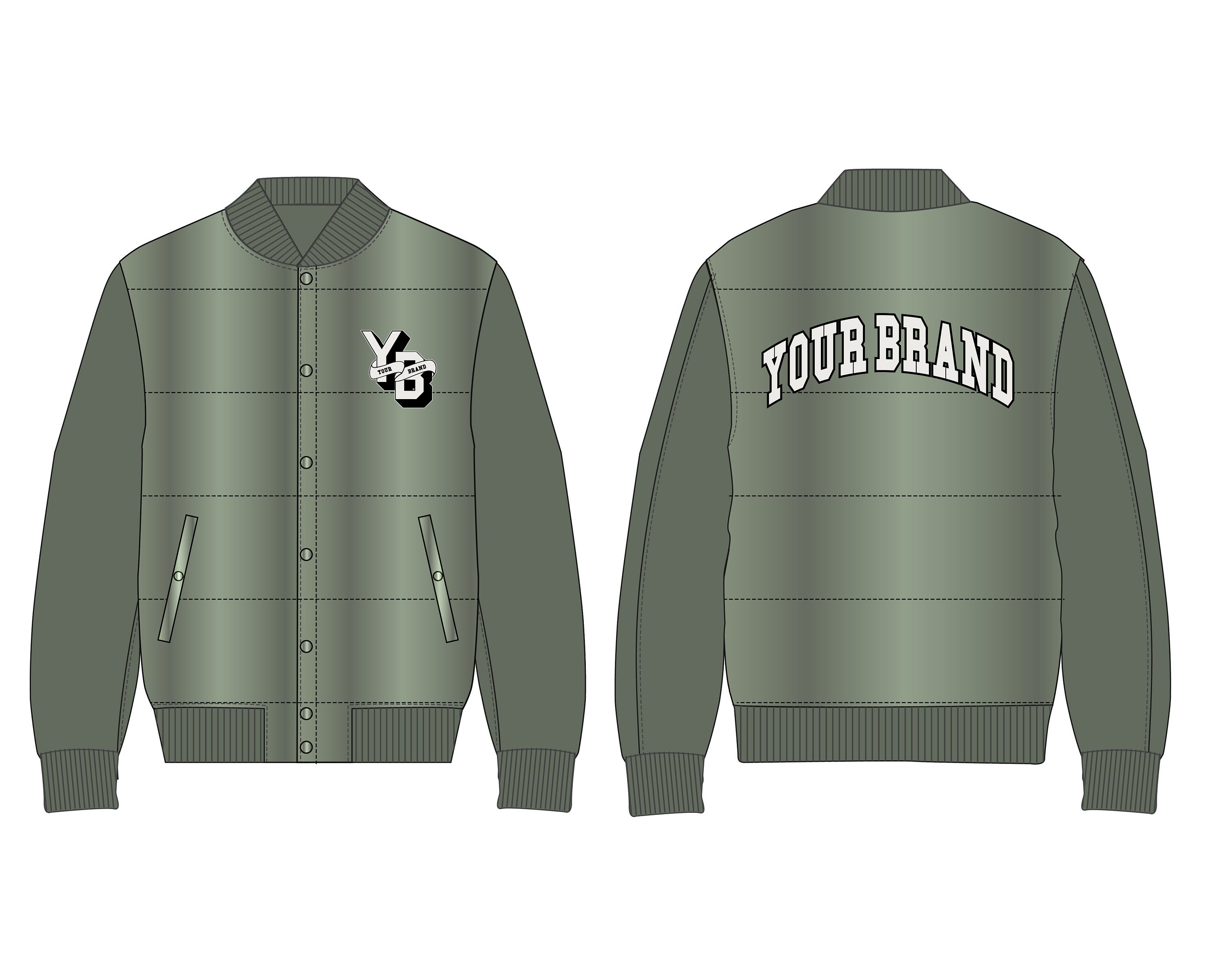 Qulited Nylon Jacket Vector Mockup, Clothing Sketch, Fashion Design ...