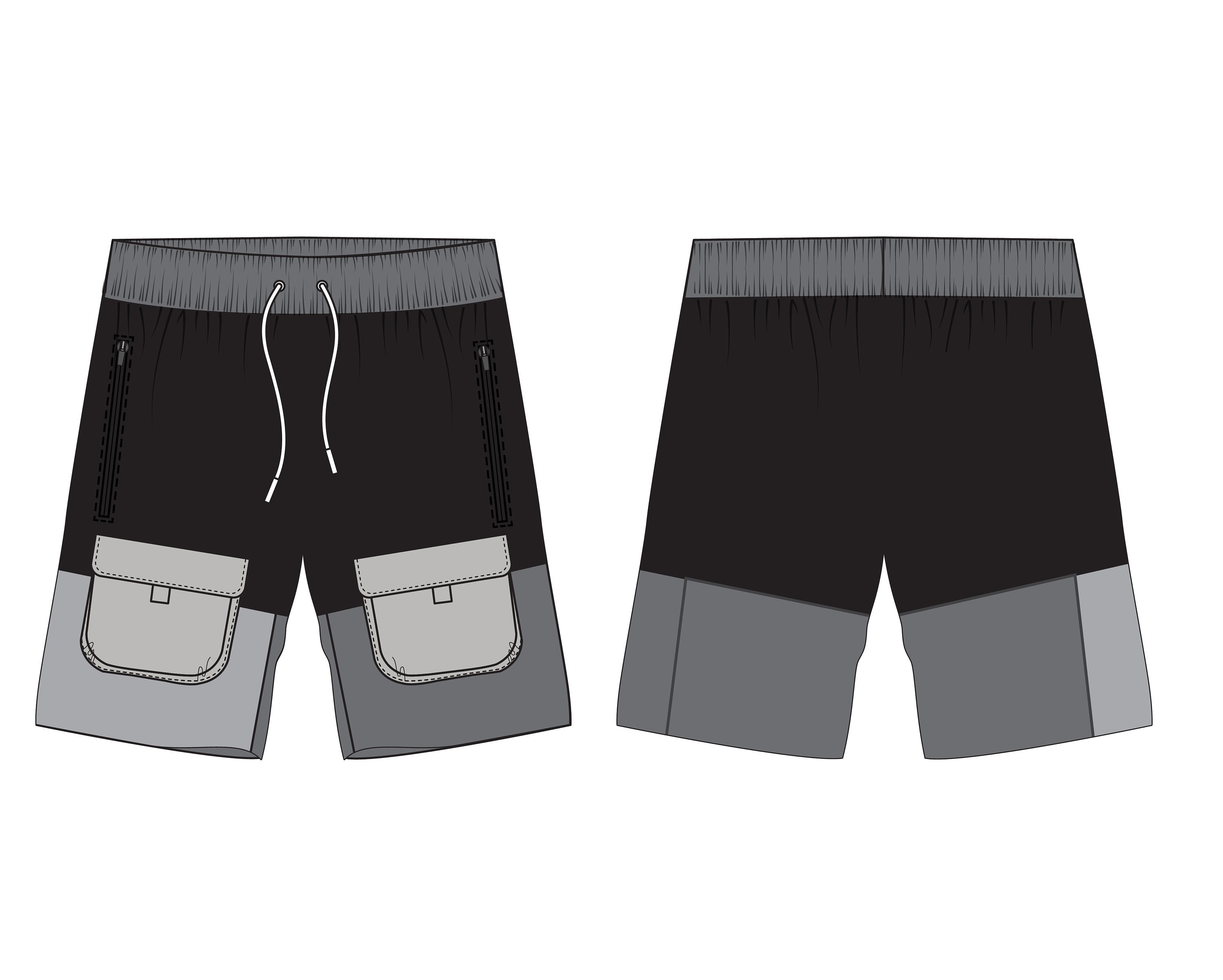Cargo Shorts Vector Mockup, Cargo Shorts Template, Shorts Tech Pack ...